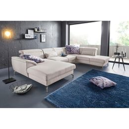 Sit & More sit&more Wohnlandschaft &raquo;Percy U-Form&laquo; 15 cm Fu&szlig;h&ouml;he, Sitztiefenverstellung, wahlweise in 2 Fu&szlig;farben beige B/H/T: 343cm x 80cm x 235cm, Feinstruktur,