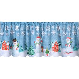 Weckbrodt-Gardinen Scheibengardine &raquo;Schneemann&laquo; Stangendurchzug 1 Stk. tlg. Bistro, Gardine, Tunnelzug, blickdicht, bedruckt, HxB 45x120cm, Store bunt Microfaser, 
