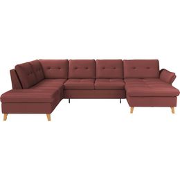 Sit & More sit&more Wohnlandschaft &raquo;G&ouml;teborg&laquo; inkl. Sitztiefenverstellung, wahlweise mit Bettfunktion & Bettkasten rot B/H/T: 327cm x 90cm x 226cm, NaturLEDER 