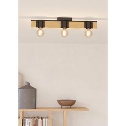 Eglo Deckenleuchte &raquo;BAILRIGG Deckenlampe, Stahl und Holz, E27, Flurlampe, Wohnzimmerlampe&laquo; E27 1 Stk. Holz in Natur und Metall in Schwarz, Deckenspot 