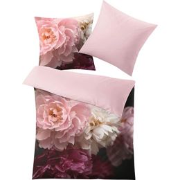 Kleine Wolke Bettw&auml;sche &raquo;Rosemarie in Gr. 135x200 oder 155x220 cm&laquo; 2 Stk. Bettw&auml;sche aus Baumwolle, gebl&uuml;mte Bettw&auml;sche mit Rei&szlig;verschluss rot Mako-Satin, 