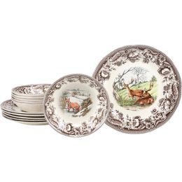 Creatable Tafelservice &raquo;Haydon Grove Bunt, Service, Teller-Set, 12-tlg.&laquo; Landhausstil, Tiermotive Steingut 12