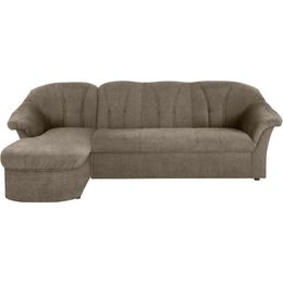 DOMO collection Ecksofa &raquo;Pegnitz, elegante R&uuml;ckensteppung, kompakte Stellma&szlig;e 238/141cm, L-Form&laquo; wahlweise mit Bettfunktion braun 95% Polyester, 5% 