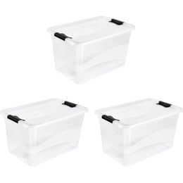 keeeper Aufbewahrungsbox &raquo;Cornelia, 3er Set, 52 L, 59,5 x 39,5 x 34 cm&laquo; durch Clips verschlie&szlig;bar, Griffe am Boden wei&szlig; Kunststoff 3 Stk., B/H/T: 