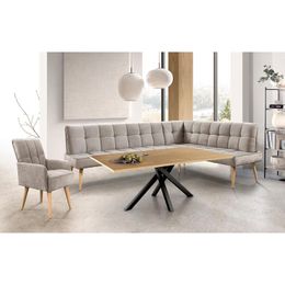 exxpo - sofa fashion Eckbank &raquo;Latte&laquo; moderne Sitz- und R&uuml;ckensteppung, bequem und elegant, hoher Holzfu&szlig; 100% PES B/H/T: 254cm x 95cm x 196cm, 