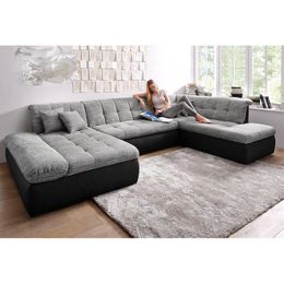 DOMO collection Wohnlandschaft &raquo;MORIC 353x216x80 cm, mit viel Platz, U-Form, auch in Cord&laquo; im XXL-Format, wahlweise mit Bettfunktion und 