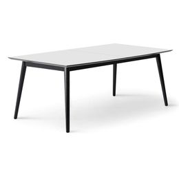 Esstisch &raquo;Meza Designtisch mit Auszugsfunktion und 2 Einlegeplatten&laquo; bootsf&ouml;rmige Tischplatte MDF, Massivholzgestell, in zwei Breiten wei&szlig; Tischplatte