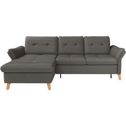 Sit & More sit&more Ecksofa &raquo;G&ouml;teborg&laquo; Sitztiefenverstellung und Federkern, wahlweise mit Bettfunktion braun B/H/T: 268cm x 90cm x 176cm, NaturLEDER , Recamiere 