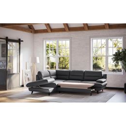 COTTA Ecksofa &raquo;Pike L-Form, B: 266 cm&laquo; optional Schlaffunktion & Bettkasten grau GEDECKTES RINDSLEDER B/H/T: 266cm x 90cm x 217cm, Leder PAMPAS, 