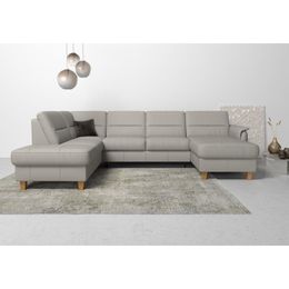 Home Affaire Wohnlandschaft &raquo;Palmera U-Form, B: 308 cm&laquo; optional Schlaffunktion & Bettkasten, Federkern grau Luxus-Microfaser (100% Polyester);