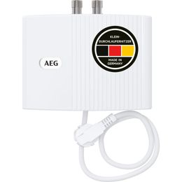 AEG Haustechnik Klein-Durchlauferhitzer &raquo;MTH 350 f. Handwaschbecken, 3,5 kW, m. Stecker&laquo; 230V, hydraulisch, drucklos wei&szlig; 3,5 kW