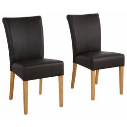 Home Affaire 4-Fu&szlig;stuhl &raquo;Queen Polsterstuhl&laquo; (Set) 4 Stk.verschiedene Bez&uuml;ge, Gestell Massivholz braun Massivholz B/H/T: 47cm x 93cm x 64cm, 4 Stk., 