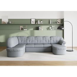 DOMO collection Wohnlandschaft &raquo;Pegnitz, zeitlos&modern, elegante R&uuml;ckensteppung, Breite 292cm, U-Form&laquo; wahlweise mit Bettfunktion silber 100% 