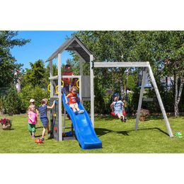 Fungoo Spielturm &raquo;CAROL2 Grey White&laquo; mit Schaukel & Rutsche, Kletterwand grau Holz, Metall, Polyethylen Einheitsgr&ouml;&szlig;e