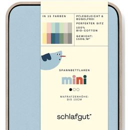 Schlafgut Spannbettlaken &raquo;Casual Mini Spannbettlaken&laquo; f&uuml;r Kinder, MADE IN GREEN by OEKO-TEX blau Jersey, Obermaterial: 100% Baumwolle 1 Stk., Jersey, 60-70x120-