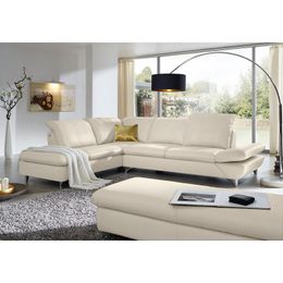 W.Schillig Ecksofa &raquo;Taoo, elegant und zeitlos, bequem, L-Form, Breite 296cm&laquo; mit Sitziefenverstellung & Kopfteilverstellung grau Longlife Xtra-Leder 