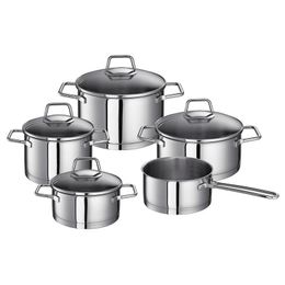Schulte Ufer SCHULTE-UFER Topf-Set &raquo;Wega&laquo; Set, 1 Bratentopf &Oslash; 16/20 cm, 1 Fleischtopf &Oslash; 16/20 cm, 1 Stieltopf &Oslash; 16 cm, 5 Stk. tlg. Edelstahl 18/10 silber 