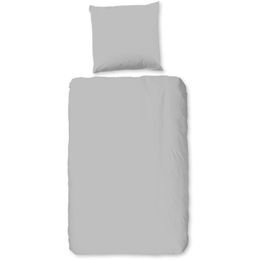 PURE luxury collection Bettw&auml;sche &raquo;Pure uni&laquo; 3 Stk. Mikrofaser, Pflegeleicht, Weich, unifarben, Rei&szlig;verschluss grau Microfaser, Obermaterial: 100% 