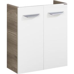 Fackelmann Waschbeckenunterschrank &raquo;SBC&laquo; Badm&ouml;bel f&uuml;r G&auml;ste-WC, Breite ca. 55 cm braun Steinesche-Optik/Braun, B/H/T: 52cm x 60cm x 24,3cm, T&uuml;ren: 2 
