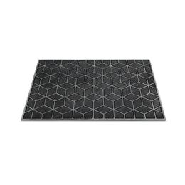 Wecon Home Fu&szlig;matte &raquo;Bossa Groove&laquo; rechteckig 4 mm H&ouml;he Gummi, pflegeleicht, abwaschbar, rutschfest, geometrisches Muster grau Gummi B : 40cm 1 Stk., 