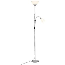 Brilliant Deckenfluter &raquo;Spari&laquo; E27 1 Stk. Warmwei&szlig; LED Stehlampe Lesearm silber/wei&szlig; silber 1, &Oslash; 25cm H: 180cm, 1 Stk.