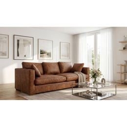 OTTO home 2,5-Sitzer &raquo;Coray&laquo; extra weich und kuschelig, F&uuml;llung mit Federn und Daunen braun 100% PES B/H/T: 220cm x 80cm x 113cm, Luxus-Microfaser