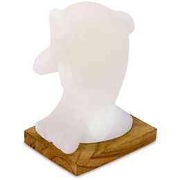Salzkristall-Tischlampe &raquo;Delfin&laquo; LED-Modul 1 Stk. Warmwei&szlig; Handgefertigt aus Salzkristall - jeder Stein ein Unikat, H: ca.15 cm wei&szlig; &Oslash; 7cm H: 15cm, 1 