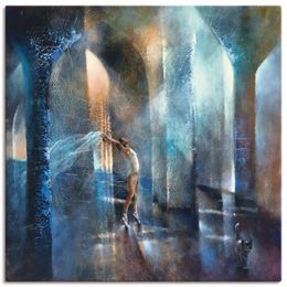 Artland Leinwandbild &raquo;Katze und T&auml;nzerin&laquo; Katzen 1 Stk. tlg. auf Holzrahmen gespannt blau Leinwand B/H/T: 30cm x 30cm, Leinwandbild Katzen quadratisch, 1 Stk.