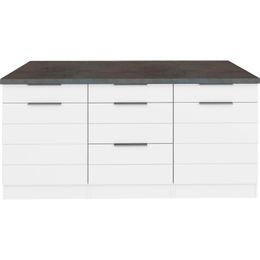 KOCHSTATION Unterschrank &raquo;KS-Luhe&laquo; 180 cm breit, f&uuml;r viel Stauraum, MDF-Fronten mit waagerechter Lisene wei&szlig; MDF wei&szlig;, B/H/T: 180cm x 86cm x 60cm, 