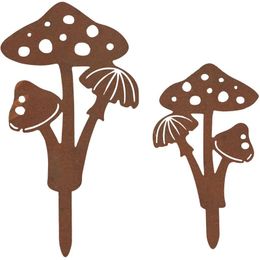 Maximex Gartenstecker &raquo;Pilz&laquo; Gartendekoration, wetterbest&auml;ndig, Edelrost-Effekt mit feiner Patina braun Metall Einheitsgr&ouml;&szlig;e