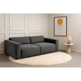 Home Affaire 3-Sitzer &raquo;Noord mit Kedernaht, Breite 232 cm&laquo; Cord, Struktur, Webstoff, mit Wellenunterfederung, Massivholzrahmen grau 100% Polyester B/H