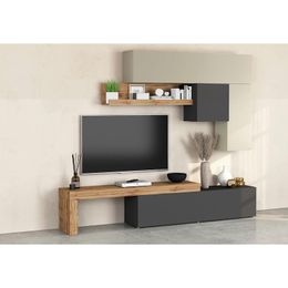 OTTO home Wohnwand &raquo;Chronos Wohnwand, Medienwand, 5-er set&laquo; Set, 5 Stk. tlg. grau Holzwerkstoff B/H/T: 270cmcm