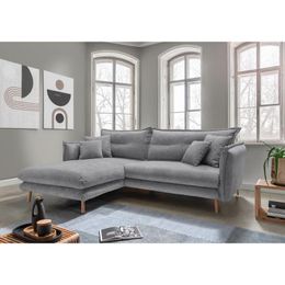 Home Affaire Ecksofa &raquo;Lazio modern und bequem, schmale Armlehnen, tolle Detailverarbeitung&laquo; zwei verschiedene Fu&szlig;farben w&auml;hlbar grau 100% Polyester B/
