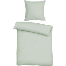 Biberna Bettw&auml;sche &raquo;620500&laquo; 2 feiner Glanz + weicher Griff, pflegeleicht, ganzj&auml;hrig einsetzbar, RV gr&uuml;n Perkal, Obermaterial: 100% Baumwolle B/L: 135cm x 