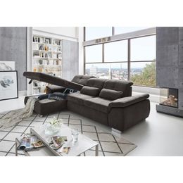 Die PlanBar Ecksofa &raquo;MP-IN16037 L-Form, Breite 289 cm, mit Federkern-Polsterung&laquo; inkl. Sitztiefenverstellung, weitere Funktionen w&auml;hlbar grau 100% 