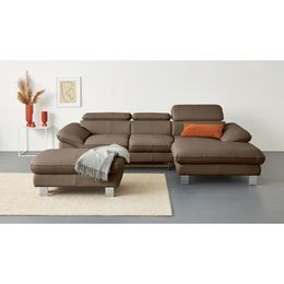 COTTA Ecksofa &raquo;Driver L-Form, B: 268 cm&laquo; Kopfteilverstellung, optional Schlaffunktion & Bettkasten grau LEDER BEEFY (ein abgedecktes Spalt-Rindsleder)