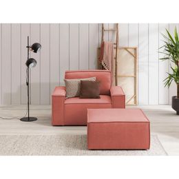 OTTO home Sessel &raquo;SHERWOOD Samtvelours Sessel-Set&laquo; Loveseat und Hocker im Set, passend zur Polster-Serie SHERWOOD rot 100% Polyester Samtvelours, B/H/