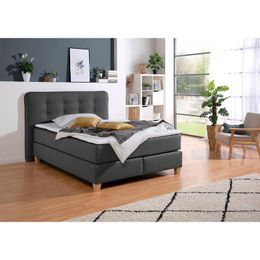 Home Affaire Boxspringbett inklusive Komfortschaum-Topper grau Liegefl&auml;che B/L: 140cm x 200cm, H2 + H2, Bonnell-Federkernmatratze