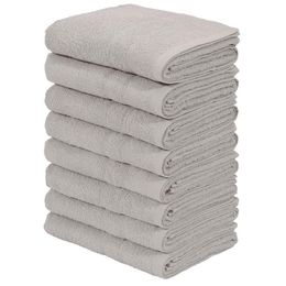 OTTO home Handtuch Set &raquo;Inga, 8 tlg. Handtuch-Set 50x100cm&laquo; Handt&uuml;cher mit feiner Bord&uuml;re, 100% Baumwolle, einfarbig, weich grau Walkfrottee, 