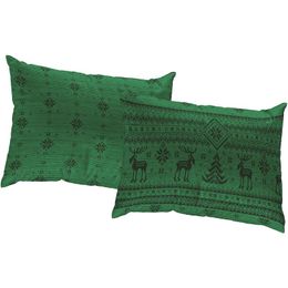 WIRTH Dekokissen &raquo;Romo&laquo; Kissenh&uuml;lle ohne F&uuml;llung, 2 St&uuml;ck gr&uuml;n Baumwolle, Polyester B/L: 40cm x 60cm, 2 Stk.