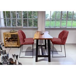 GUTMANN FACTORY Barhocker 1 Stk. tlg. rot 100% Polyester B/H/T: 60cm x 105cm x 62cm, Chenille