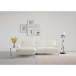 Sit & More sit&more Ecksofa &raquo;Fashion L-Form&laquo; wahlweise mit Kopfteilverstellung, Vorziehsitz, motorisch, Nickelf&uuml;&szlig;e beige B/H/T: 253cm x 84cm x 165cm, Soft clean,