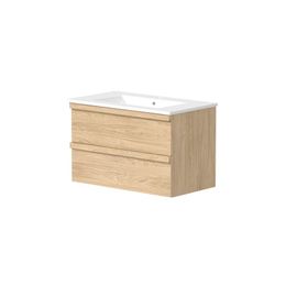 Welltime Waschtisch &raquo;Pure Badm&ouml;bel Set Waschbecken mit Unterschrank&laquo; in verschiedenen Breiten, 2 Schubladen, mit Soft-Close-Funktion, FSC beige Breite