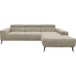DOMO collection Ecksofa &raquo;Trento L-Form, mit Kufenfu&szlig; oder Einzelfu&szlig;&laquo; whlw. verstellbare Kopfteile, passend f&uuml;r g&auml;ngige Saugroboter grau 100% Polyester