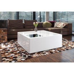 Salesfever Couchtisch &raquo;Couchtisch mit Stil&laquo; Schwarzglas Quadrat: Eleganlt schwarz-wei&szlig; B/H/T: 100cm x 45cm x 100cm, 100x100cm