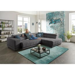 Die PlanBar Ecksofa &raquo;MP-IN15053 L-Form breiter Schenkel&laquo; wahlweise mit Kopfteilverstellung und manueller Vorziehbank grau 100% Polyester B/H/T: 323cm 