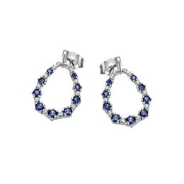 Firetti Damen Paar Ohrstecker &raquo;Schmuck Geschenk Silber 925 Ohrschmuck Tropfen Glitzer&laquo; mit Zirkonia (synth.) blau Silber 925 (Sterlingsilber)
