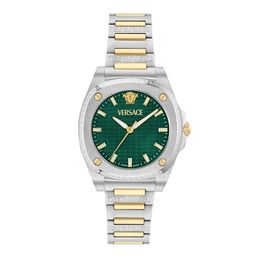 Versace Damen Quarzuhr &raquo;GRECA PULSE&laquo; Armbanduhr, Damenuhr, Swiss Made, Edelstahlarmband, analog gr&uuml;n Einheitsgr&ouml;&szlig;e