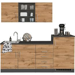 KOCHSTATION K&uuml;che &raquo;KS-Mali&laquo; Breite 210 cm, mit E-Ger&auml;ten beige B/H/T: 210cm x 200cm x 60cm,mit E-Ger&auml;t, ohne Kochfeld