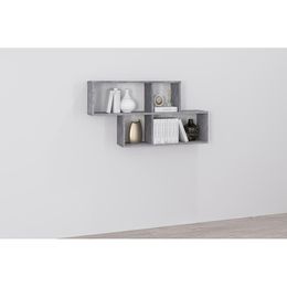 FMD Wandregal &raquo;Nora&laquo; Regal kompakt f&uuml;r B&uuml;cher und Accessoires, 100 cm breit, 53 cm hoch grau Holzwerkstoff B/H/T: 100cm x 53cm x 194cm